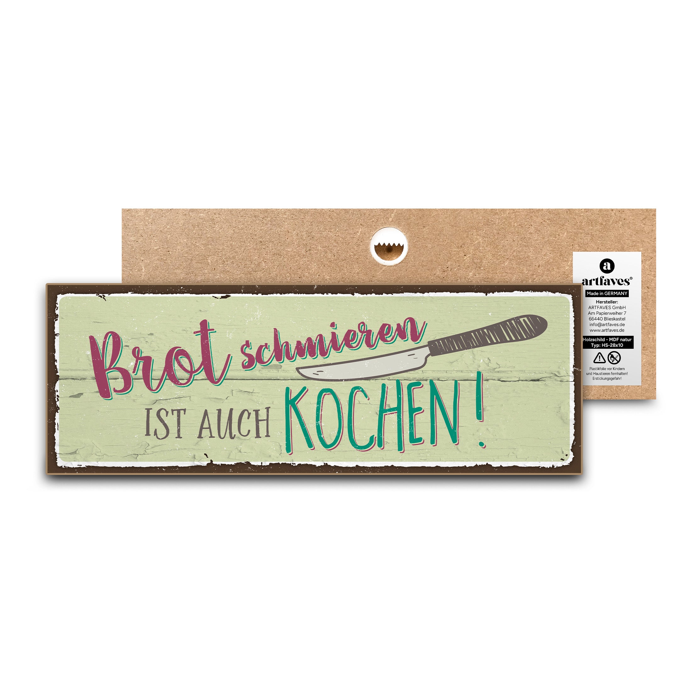 Schild mit Spruch - BROT SCHMIEREN - witzige Sprüche – ARTFAVES
