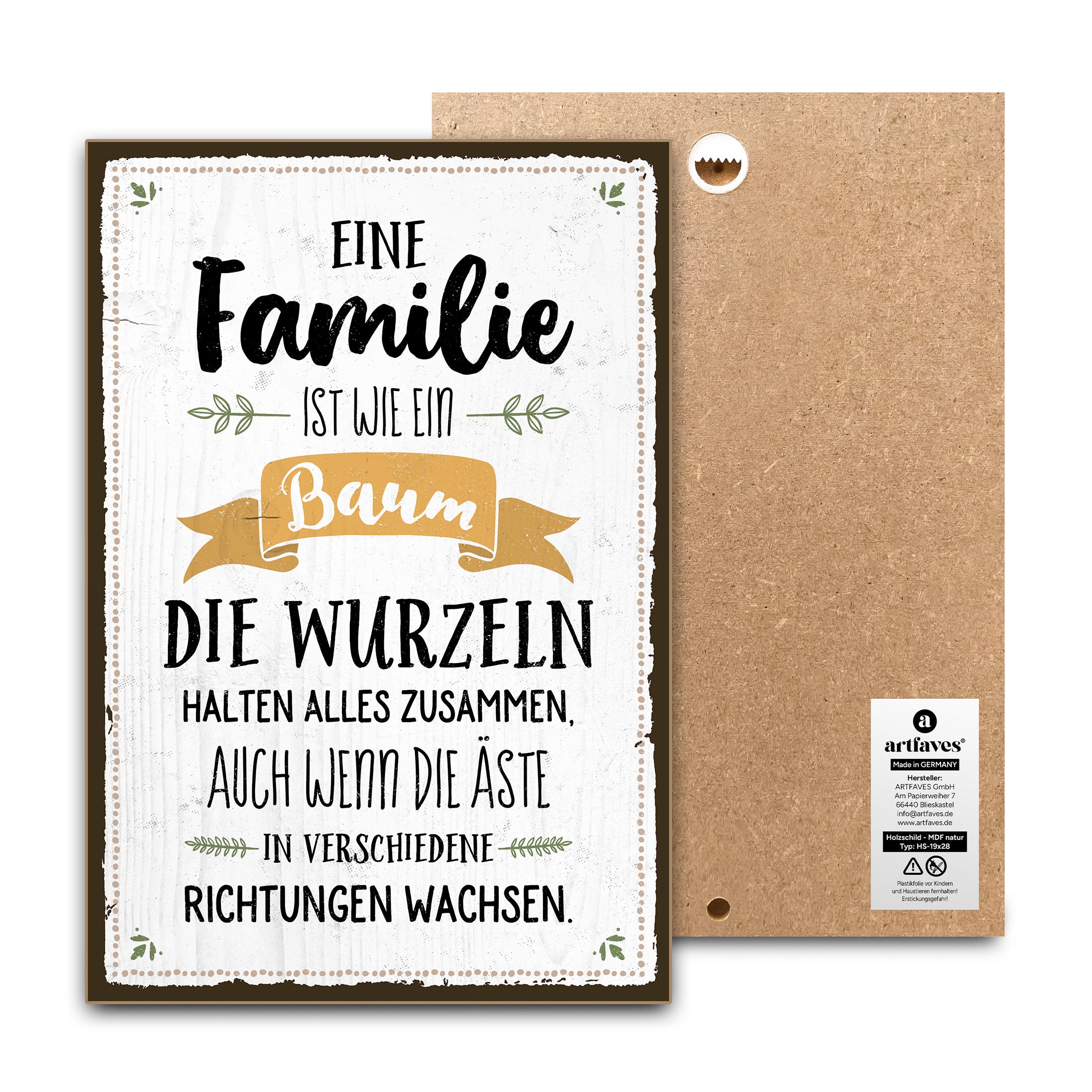 Schild mit Spruch - EINE FAMILIE IST WIE EIN BAUM - Familie ...
