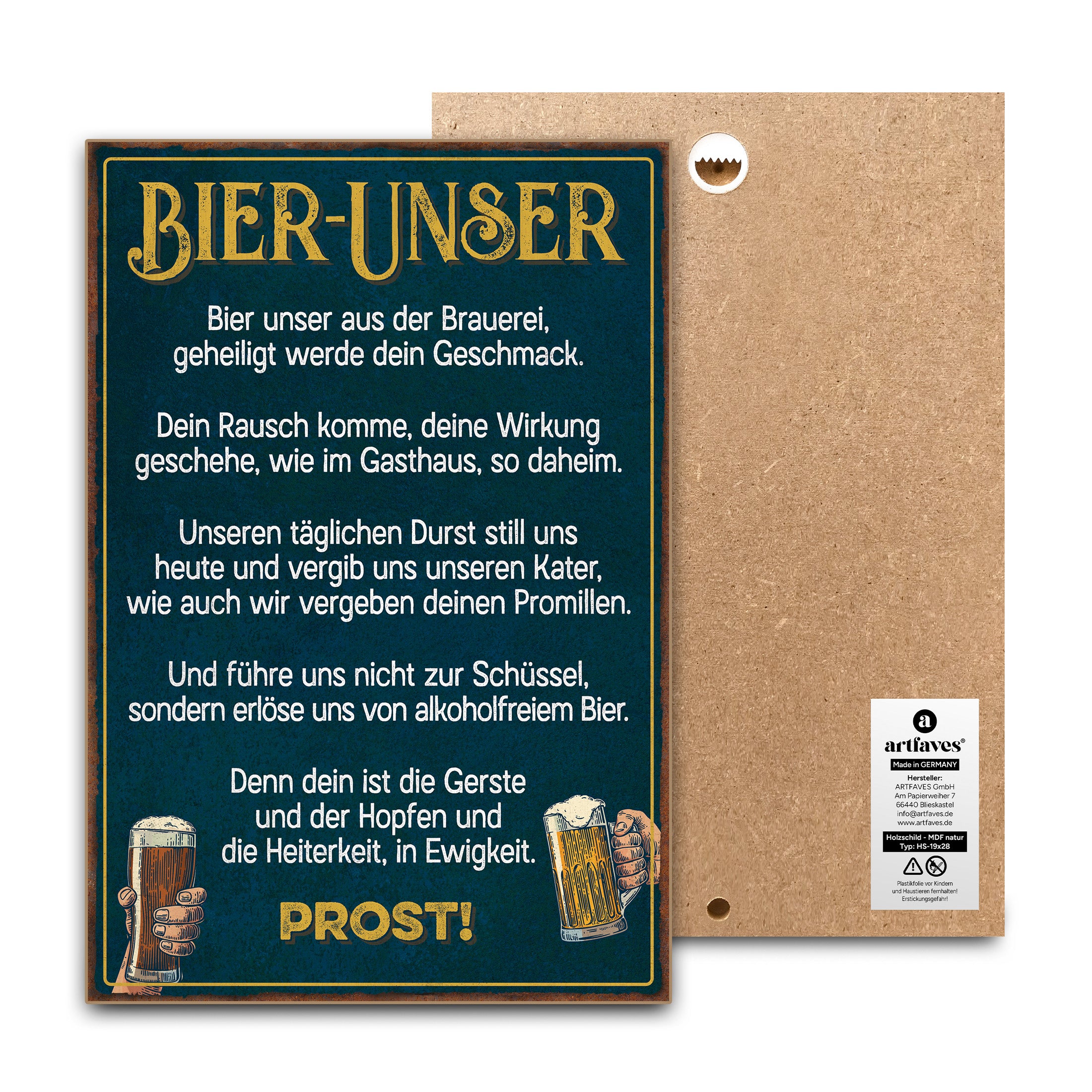 Schild mit Spruch - Bier-Unser - witzige Bier Sprüche – ARTFAVES