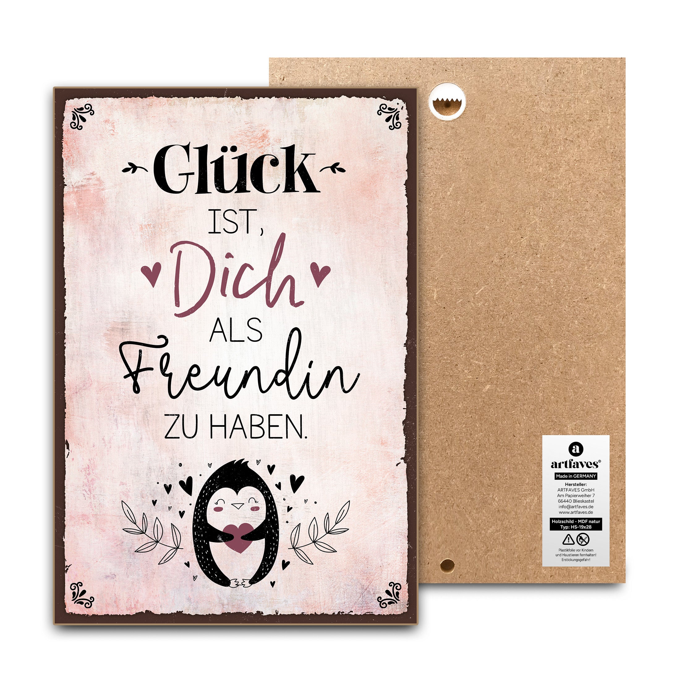 Schild mit Spruch - Glück ist Dich als Freundin zu haben - Freundschaft ...